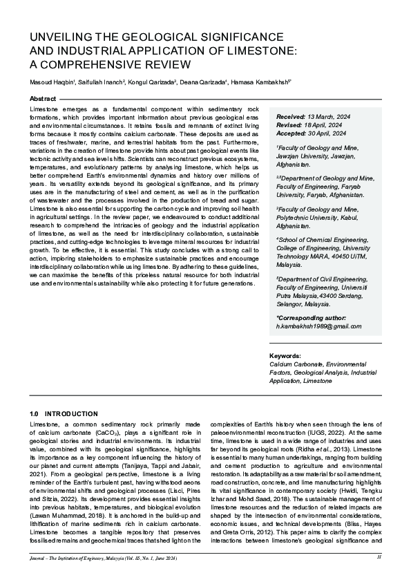 (PDF) Unveiling the Geological Significance and Industrial Application ...