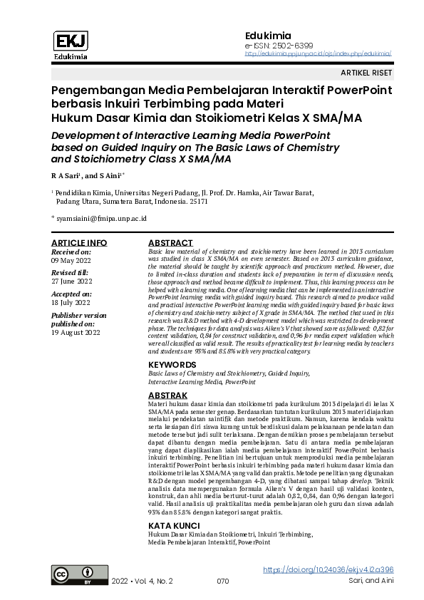 (PDF) Pengembangan Media Pembelajaran Interaktif PowerPoint berbasis Inkuiri Terbimbing pada ...