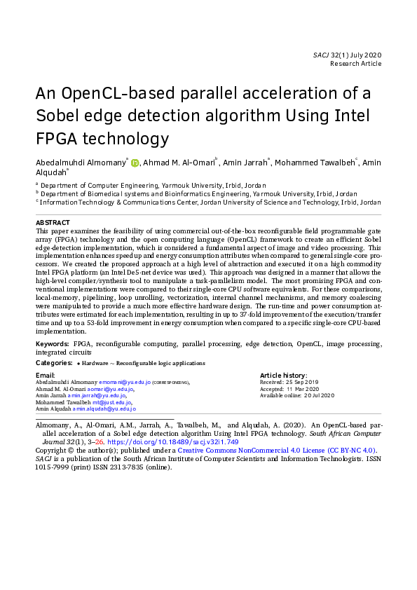 (PDF) An OpenCL-based parallel acceleration of aSobel edge detection algorithm Using IntelFPGA ...