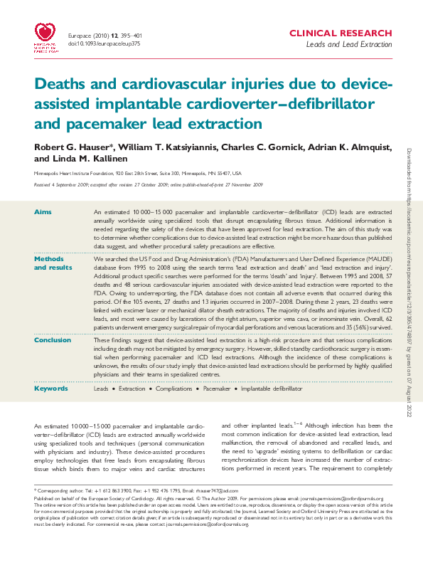 (PDF) Deaths and cardiovascular injuries due to device-assisted ...
