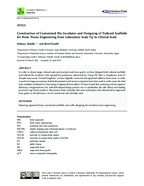 (PDF) Construction of Customized Bio Incubator and Designing of Tailored Scaffolds for Bone ...