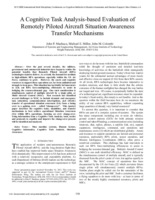 (PDF) A Cognitive Task Analysis-based evaluation of Remotely Piloted Aircraft situation ...