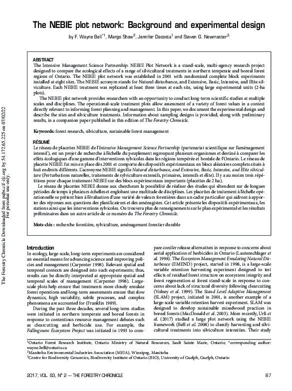(PDF) The NEBIE plot network: Background and experimental design