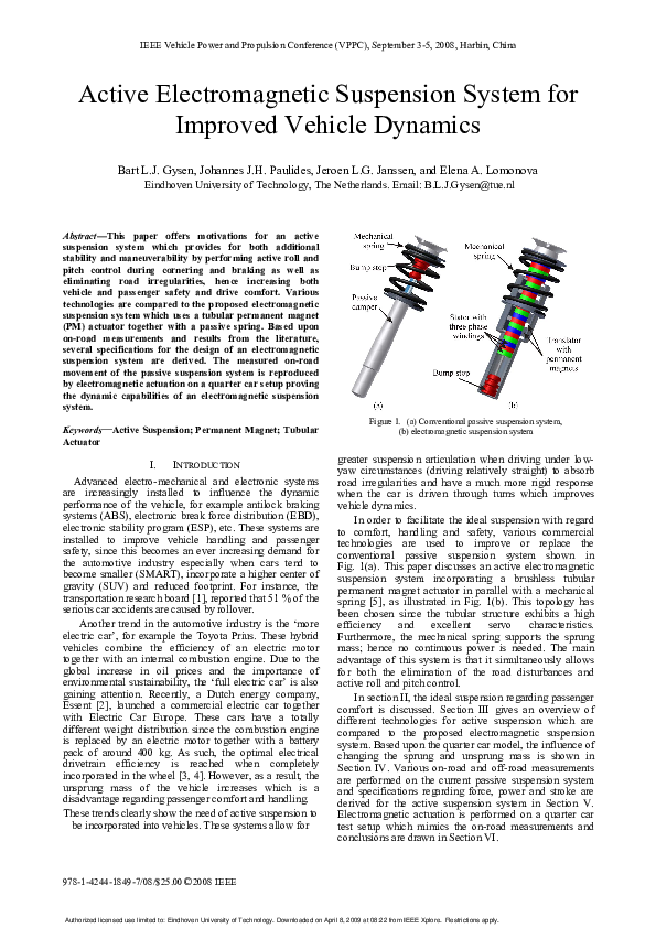 (PDF) Active Electromagnetic Suspension System for Improved Vehicle ...