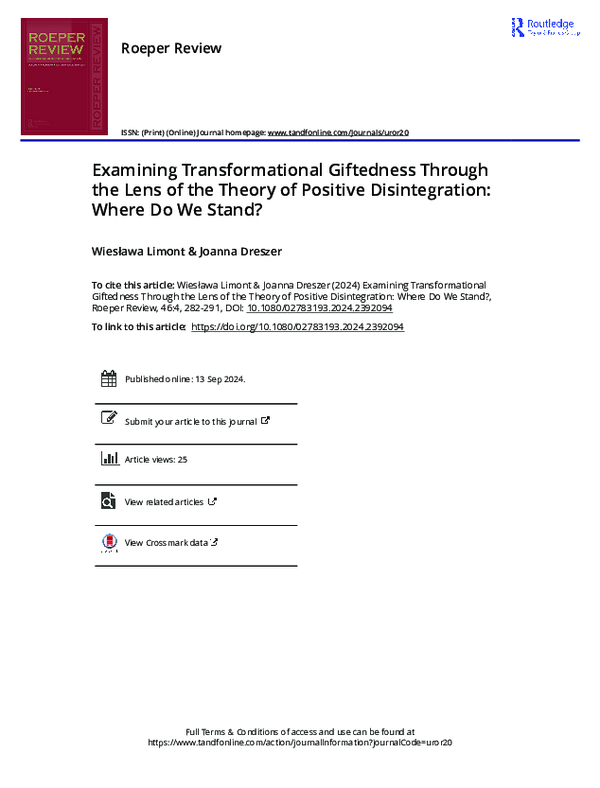 (PDF) Examining Transformational Giftedness Through the Lens of the ...