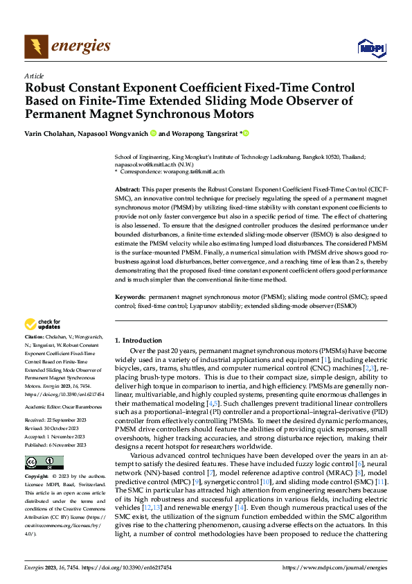 (PDF) Robust Constant Exponent Coefficient Fixed-Time Control Based on Finite-Time Extended ...