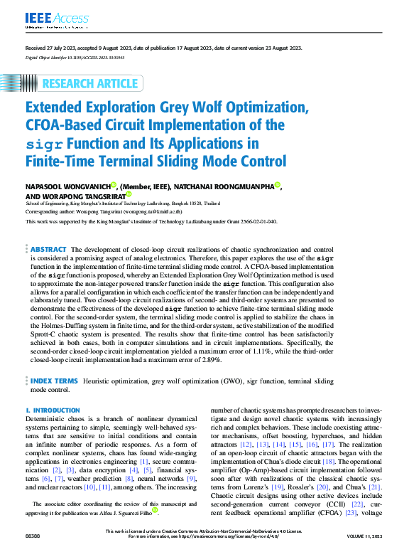 (PDF) Extended Exploration Grey Wolf Optimization, CFOA-Based Circuit Implementation of the sigr ...