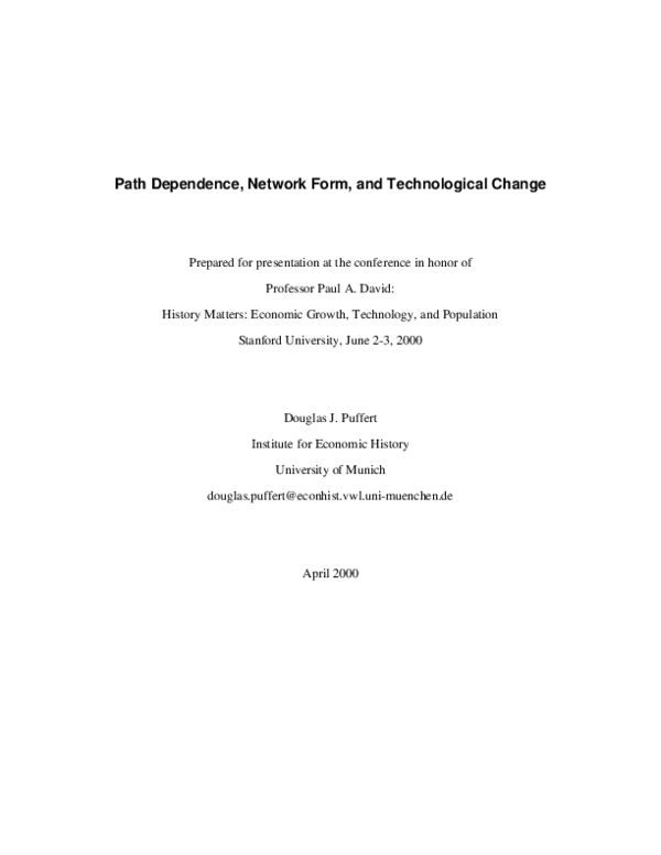 (PDF) Path Dependence, Network Form, and Technological Change