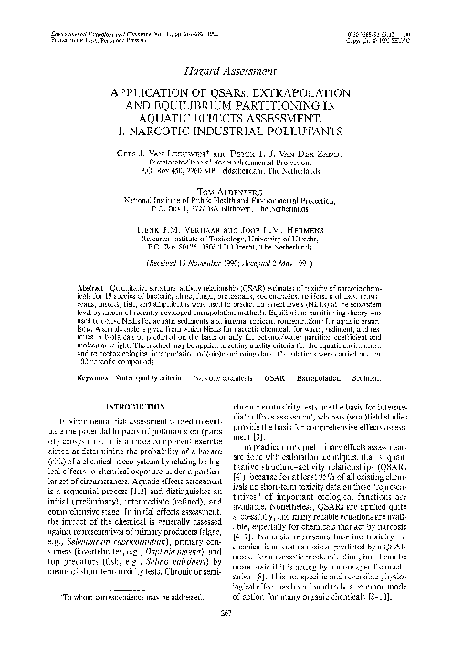 (PDF) Application of QSARs, extrapolation and equilibrium partitioning ...