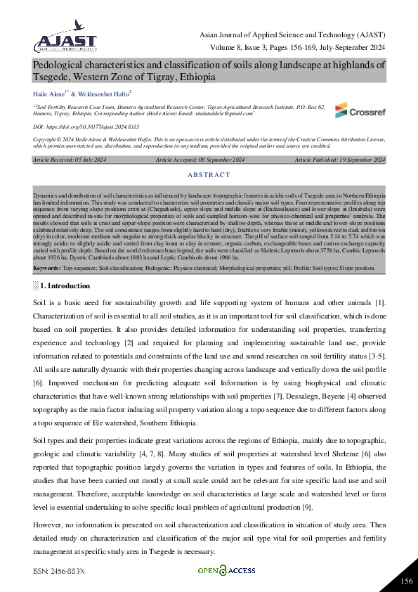 (PDF) Pedological characteristics and classification of soils along ...