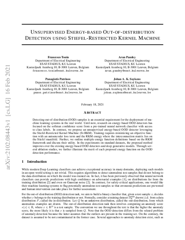 (PDF) Unsupervised Energy-based Out-of-distribution Detection using Stiefel-Restricted Kernel ...