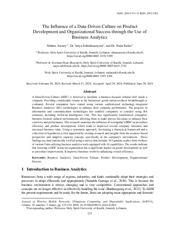 (PDF) The Influence of a Data-Driven Culture on Product Development and Organizational Success ...