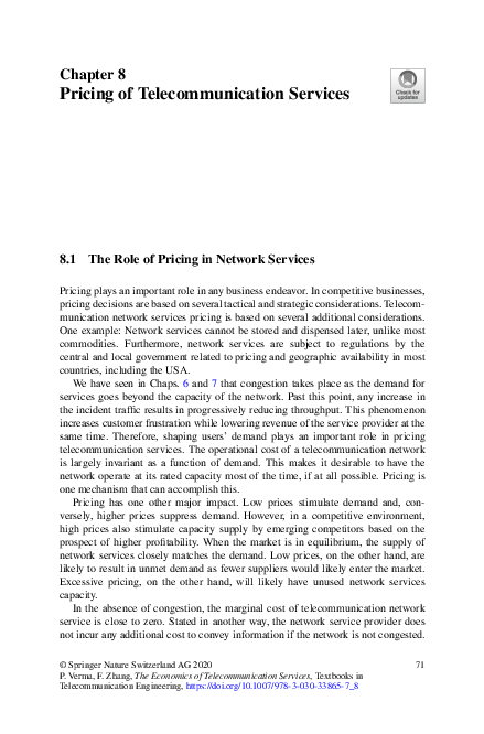 (PDF) Pricing of Telecommunication Services