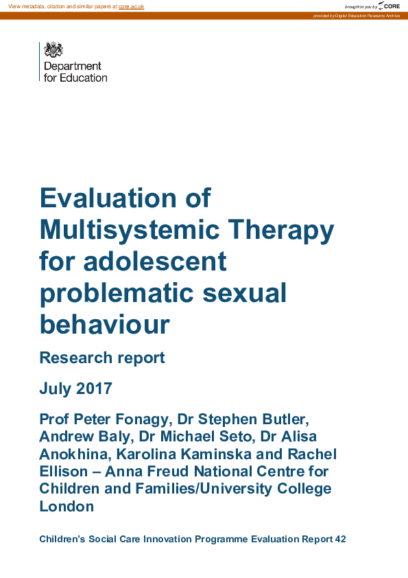 (PDF) Evaluation of Multisystemic Therapy for adolescent problematic sexual behavior