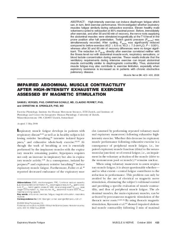 (PDF) Impaired abdominal muscle contractility after high-intensity ...