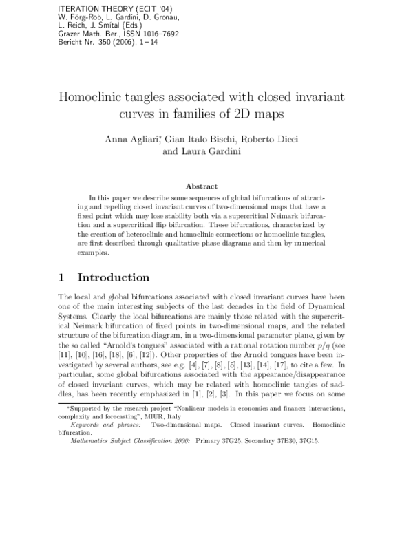 (PDF) Homoclinic tangles associated with closed invariant curves in families of 2D maps