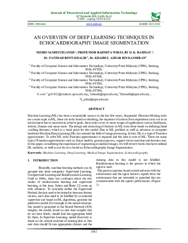 (PDF) An Overview of Deep Learning Techniques in Echocardiography Image Segmentation