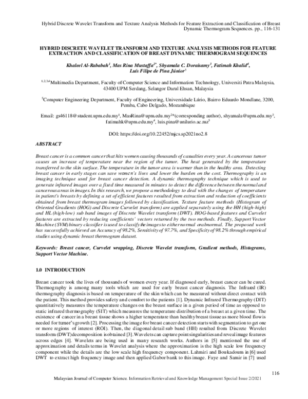 Pdf Hybrid Discrete Wavelet Transform And Texture Analysis Methods