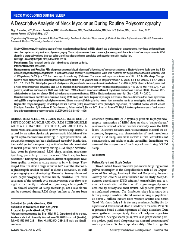 (PDF) A Descriptive Analysis of Neck Myoclonus During Routine ...