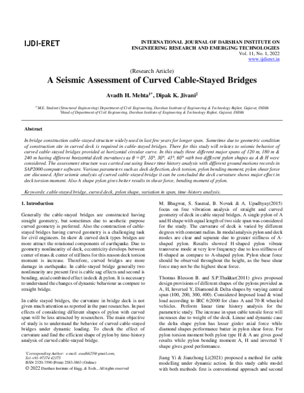 (PDF) A Seismic Assessment of Curved Cable-Stayed Bridges