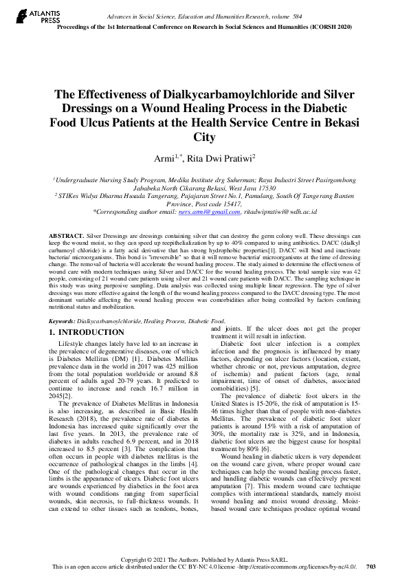 (PDF) The Effectiveness of Dialkycarbamoylchloride and Silver Dressings ...