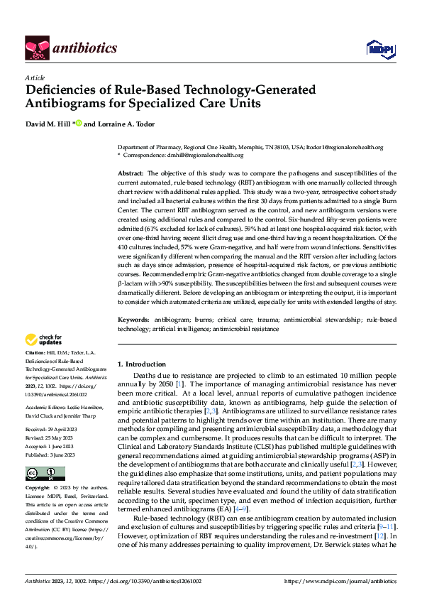 (PDF) Deficiencies of Rule-Based Technology-Generated Antibiograms for ...