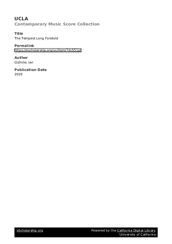 (PDF) The Tempest Long Foretold