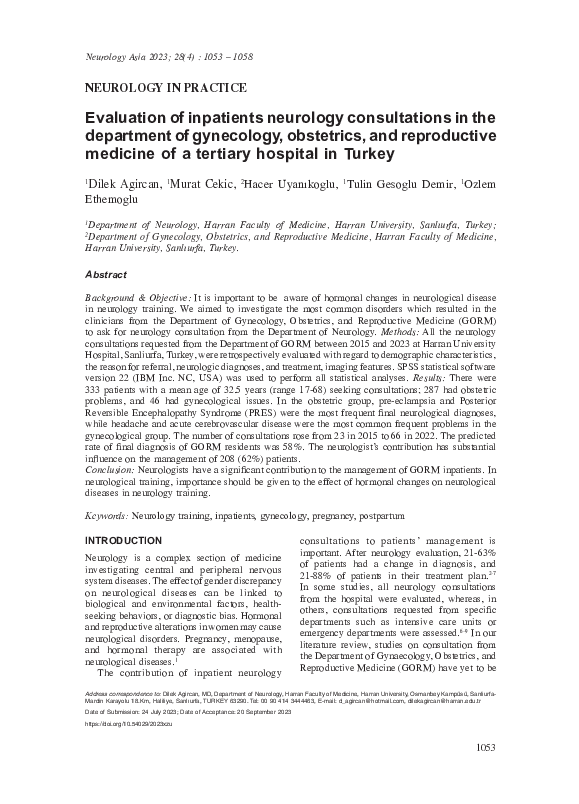 (PDF) Evaluation of inpatients neurology consultations in the ...