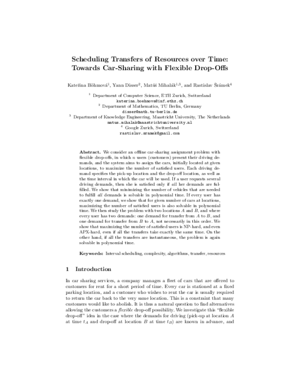 (PDF) Scheduling Transfers of Resources over Time: Towards Car-Sharing ...