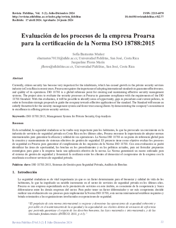(PDF) Evaluación de los procesos de la empresa Proarsa para la ...
