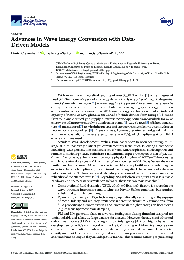 (PDF) Advances in Wave Energy Conversion with Data-Driven Models