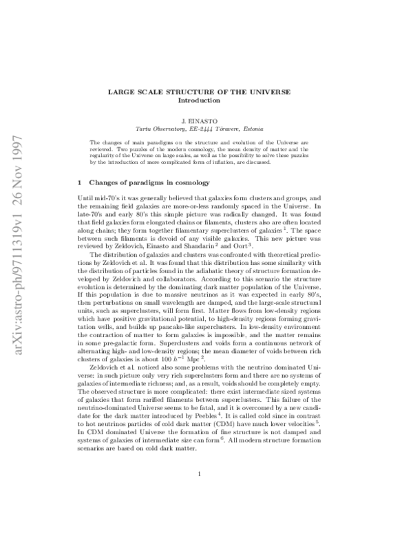 (PDF) Large scale structure of the Universe