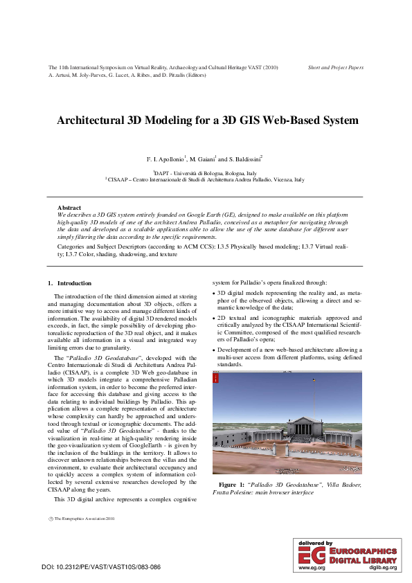 (PDF) Architectural 3D Modeling for a 3D GIS Web-Based System