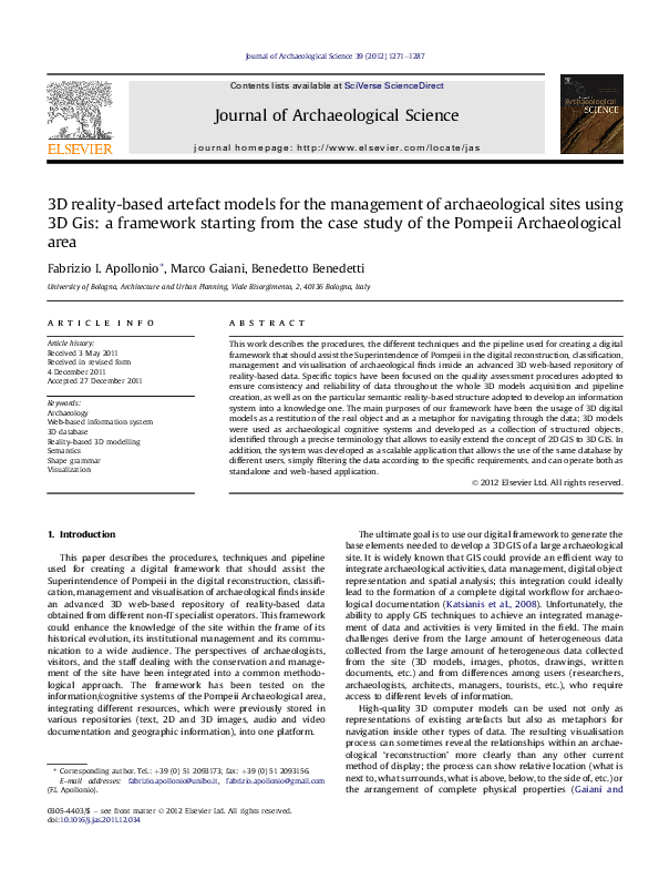 (PDF) 3D reality-based artefact models for the management of ...