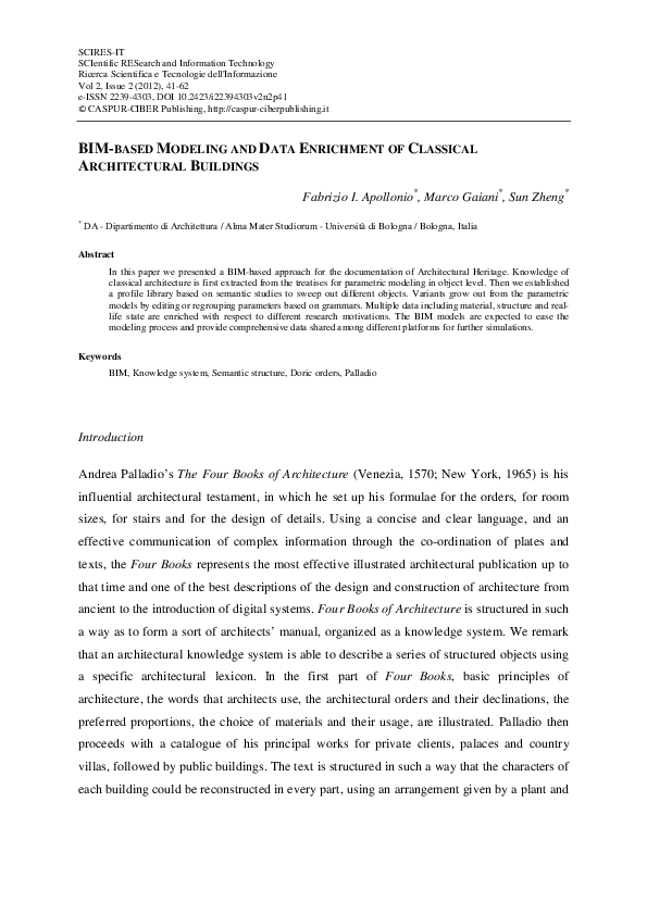 (PDF) BIM-based Modeling and Data Enrichment of Classical Architectural ...