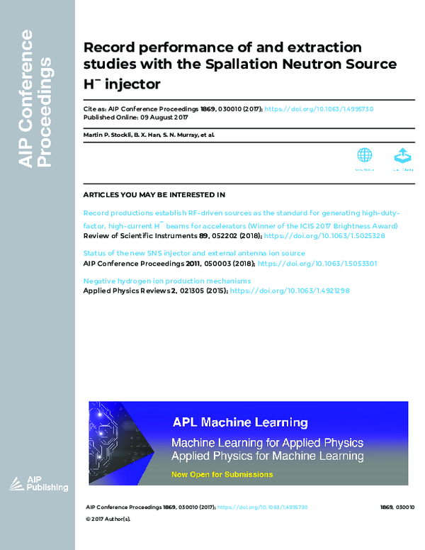 (PDF) Record performance of and extraction studies with the Spallation ...