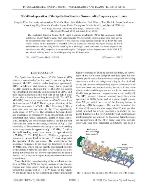 (PDF) Stabilized operation of the Spallation Neutron Source radio ...