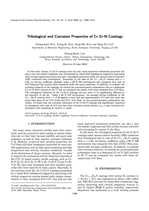 (PDF) Tribological and Corrosion Properties of Cr-Zr-N Coatings | Kwang-Ryeol Lee - Academia.edu