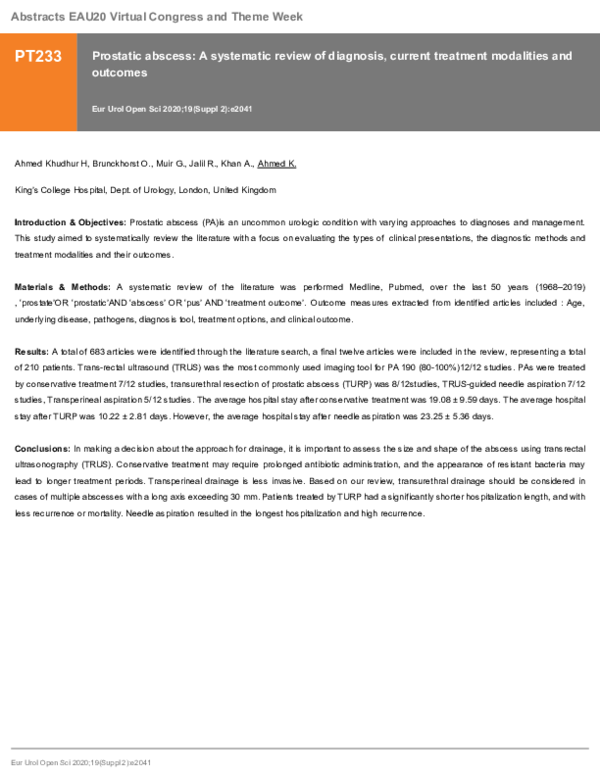 (PDF) Prostatic abscess: A systematic review of diagnosis, current ...