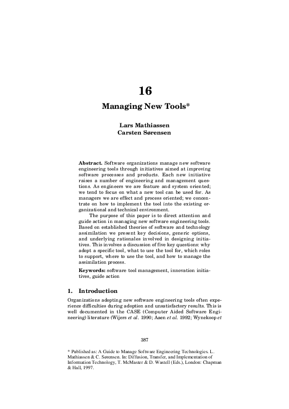(PDF) Managing New Tools