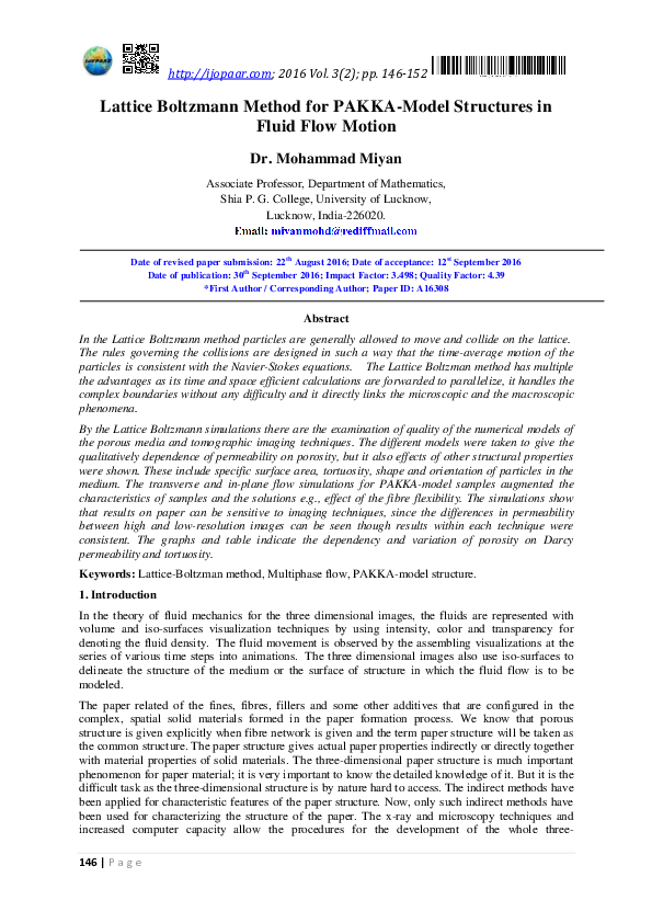 (PDF) Lattice Boltzmann Method for PAKKA-Model Structures in Fluid Flow Motion