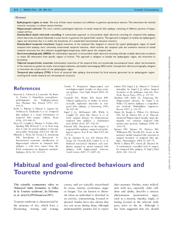 (PDF) Habitual and goal-directed behaviours and Tourette syndrome