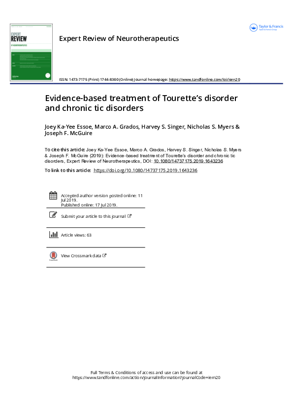 (PDF) Evidence-based treatment of Tourette’s disorder and chronic tic ...