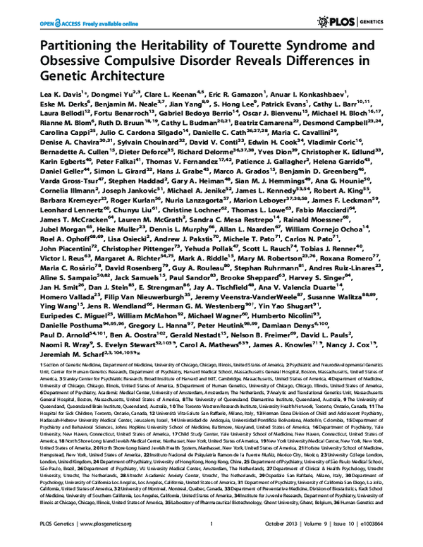 (PDF) Partitioning the heritability of Tourette syndrome and obsessive ...
