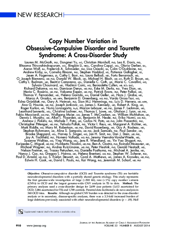 (PDF) Copy number variation in obsessive-compulsive disorder and ...