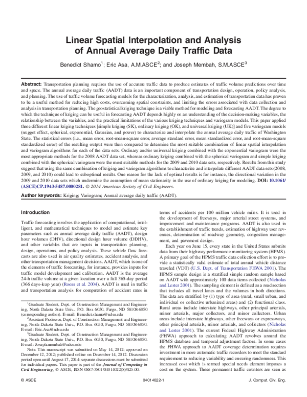 (PDF) Linear Spatial Interpolation and Analysis of Annual Average Daily ...
