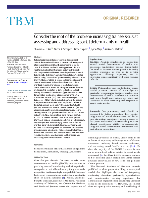 (PDF) Consider the root of the problem: increasing trainee skills at ...