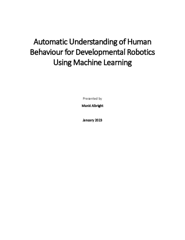 (PDF) Automatic Understanding of Human Behaviour for Developmental Robotics Using Machine Learning