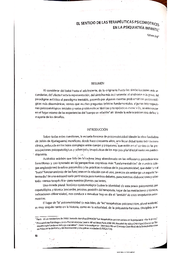 (PDF) Fabien Joly, El sentido de las Terapeuticas Psicomotrices en la ...