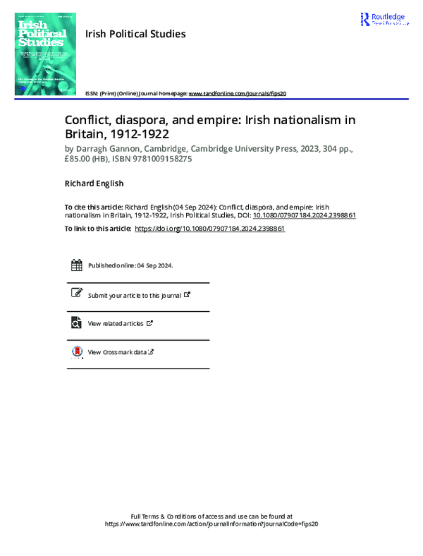 (PDF) Prof. Richard English review - Conflict, Diaspora, and Empire ...